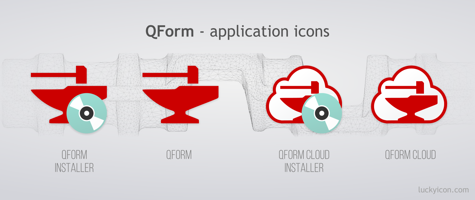 Комплект иконок для программных продуктов компании QForm